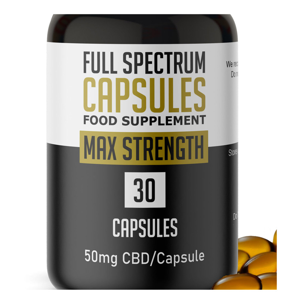 Max Strength Full Spectrum CBD Capsules - 50mg of CBD Each